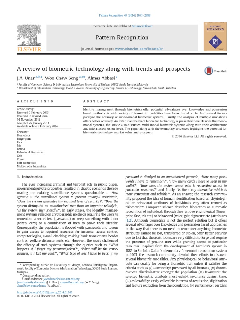 Biometric Technology: Trends and Prospects | PDF | Biometrics | Fingerprint