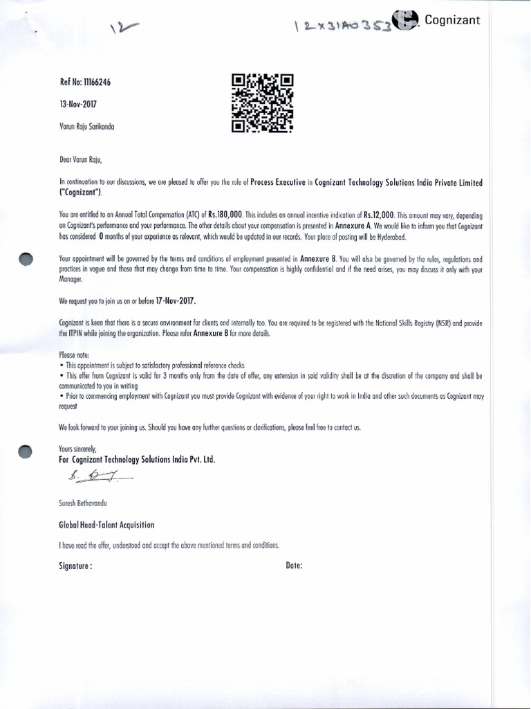 Cogiant Offer Letter | PDF
