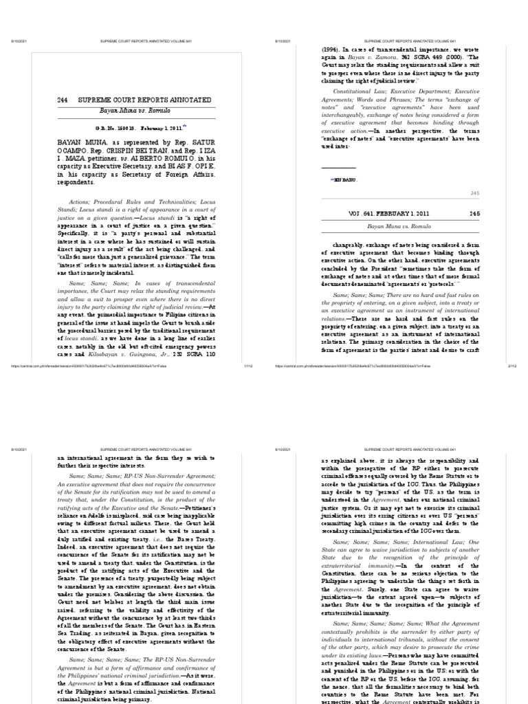 Bayan Muna v. Romulo | PDF | Jurisdiction | International Criminal Court