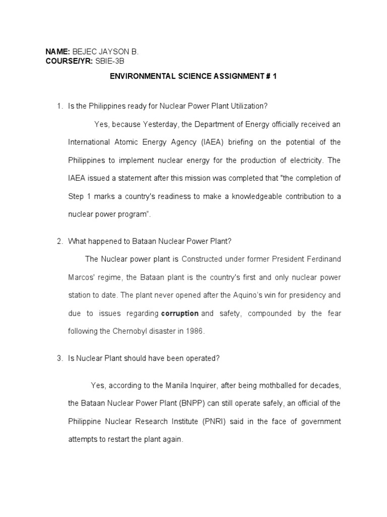Bejec Jayson B. Envi Scie. Assignment # 1 | PDF