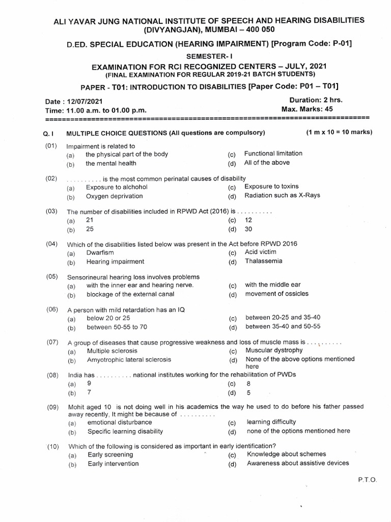 T01 Introduction To Disabilities (12.07.2021) | PDF | Disability ...