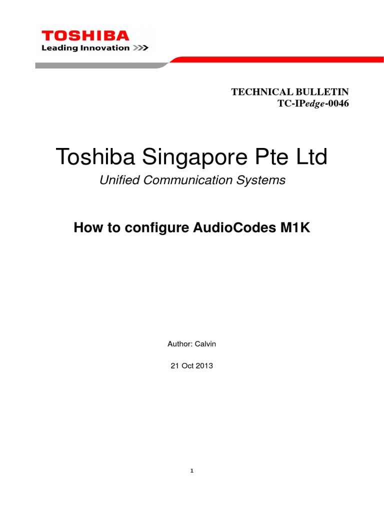 How To Configure AudioCodes M1K - r1.1 | PDF | Session Initiation ...