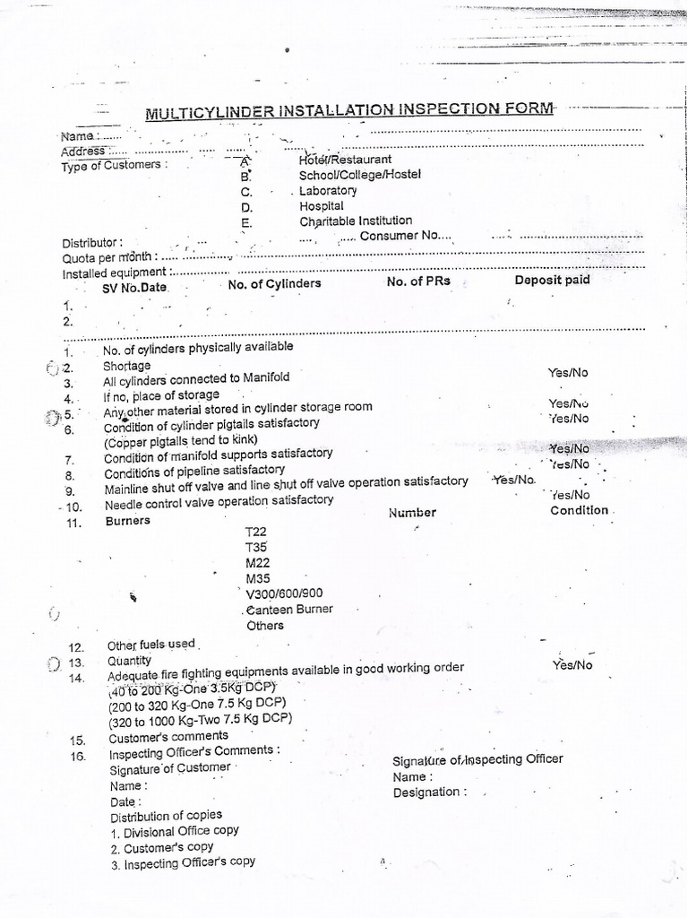 Multi Cylinder Inspection | PDF