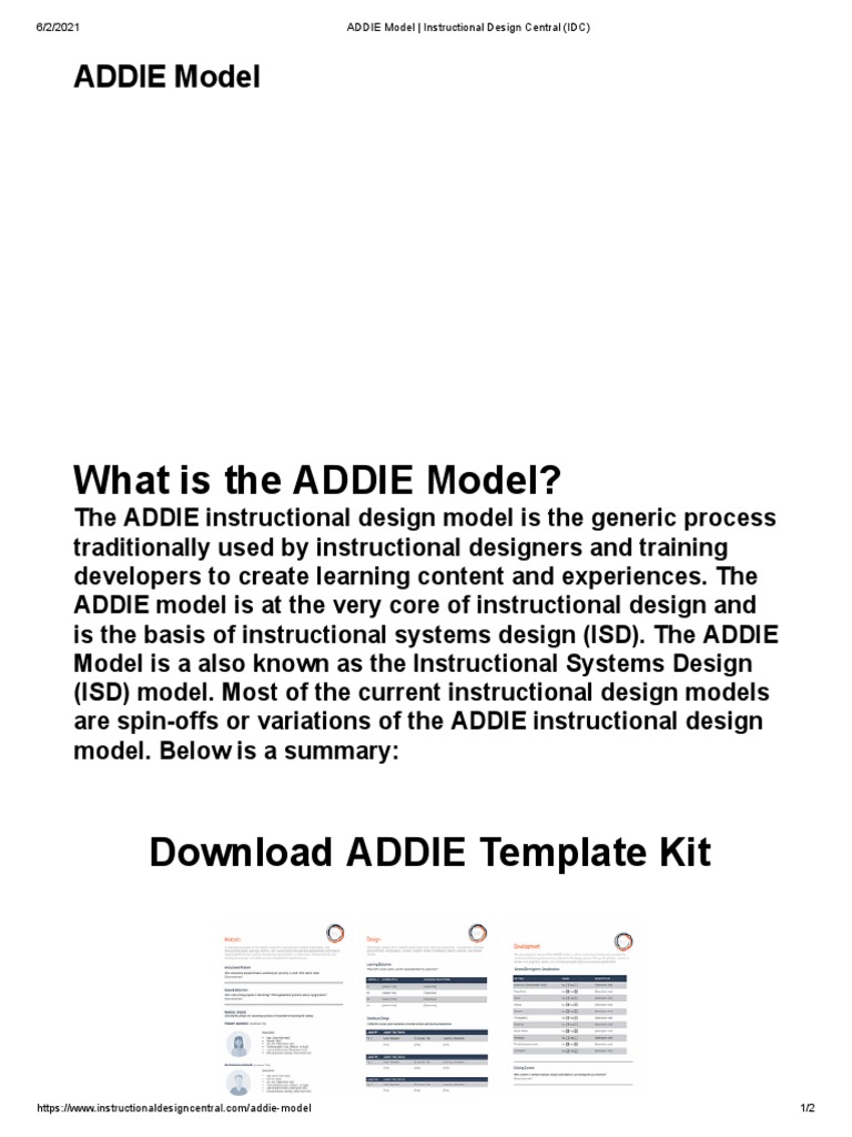 ADDIE Model - Instructional Design Central (IDC) | PDF | Instructional ...