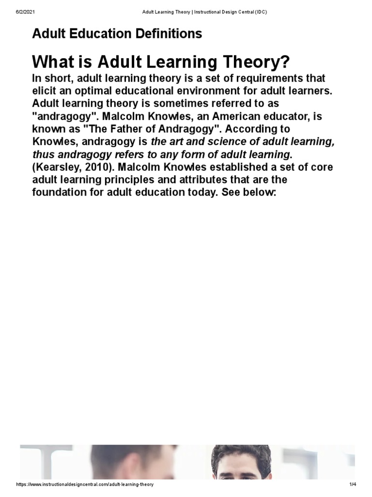 Adult Learning Theory - Instructional Design Central (IDC) | PDF ...