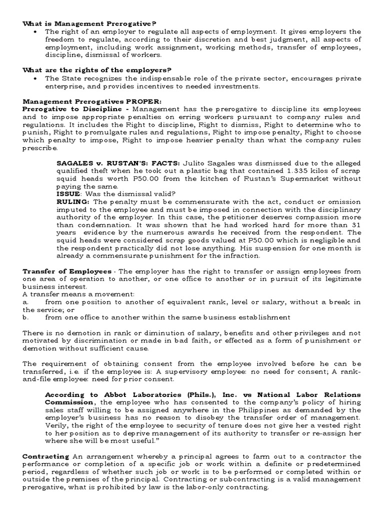 What Is Management Prerogative | PDF | Employment | Working Time