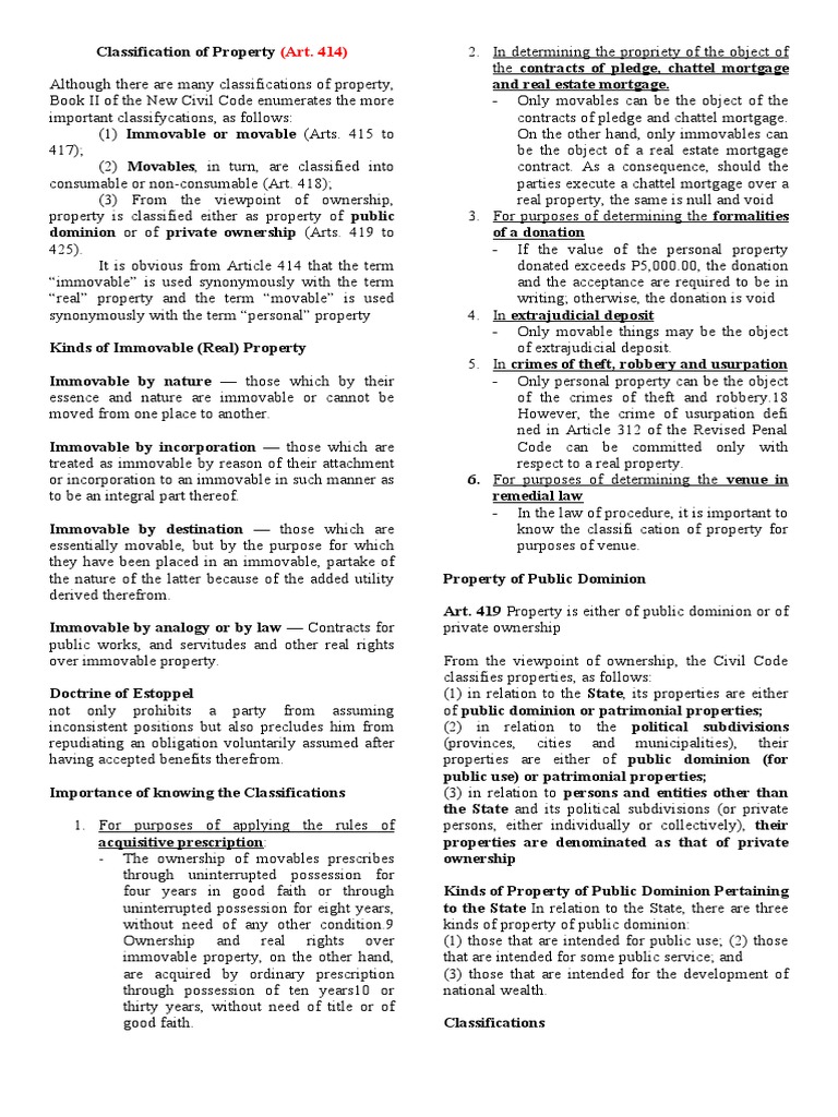Classification of Property | Download Free PDF | Concurrent Estate ...
