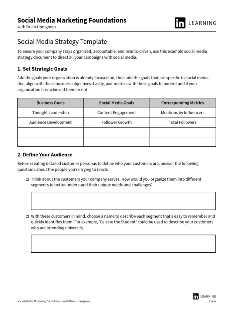 Social Media Strategy Template | PDF | Social Media | Popular Culture ...