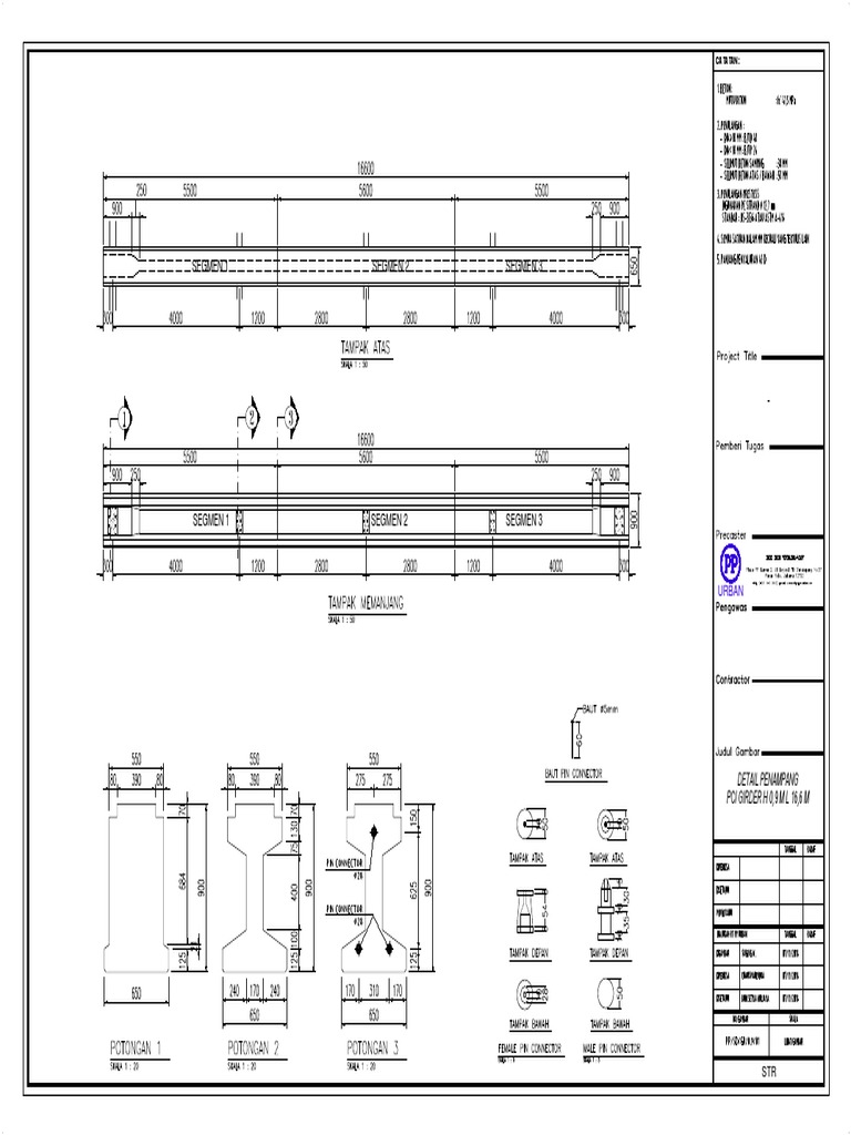 01.shop Drawing Pci Girder H 0.9 M L 16.6 M | PDF