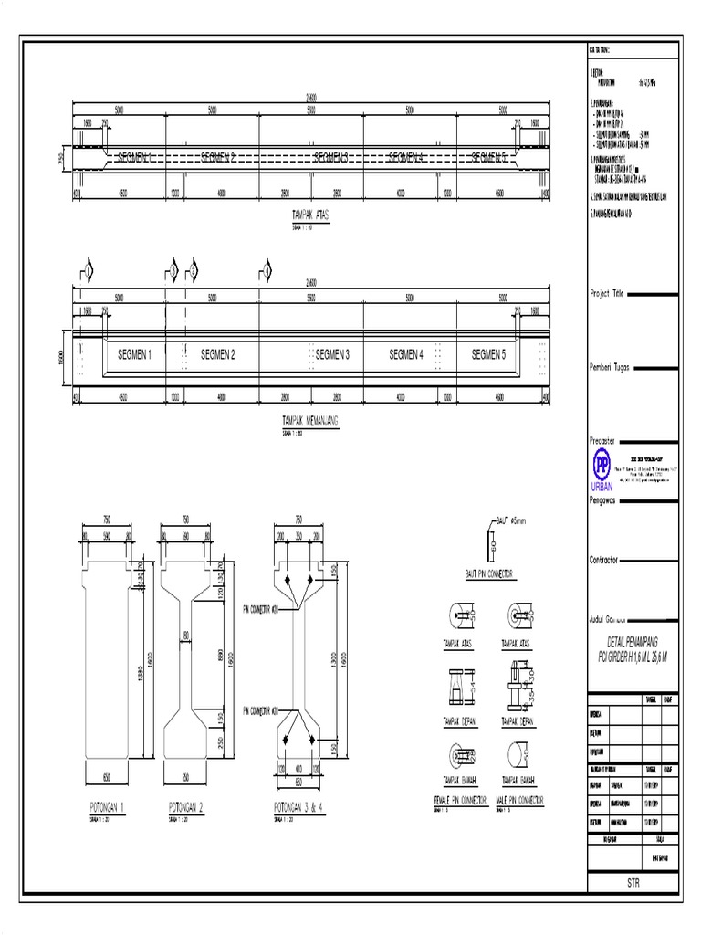 03.shop Drawing Pci Girder H 1.6 M L 25.6 M | PDF