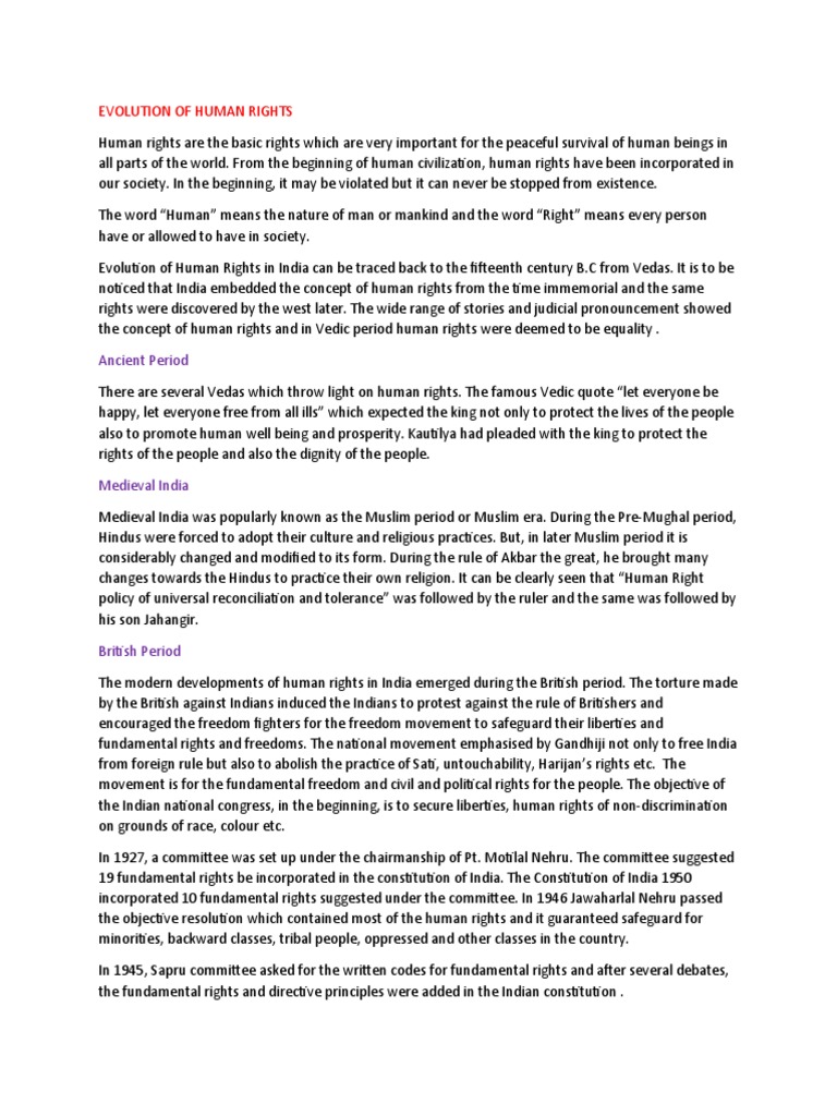 Evolution of Human Rights - 1 | Download Free PDF | Human Rights | Vedas