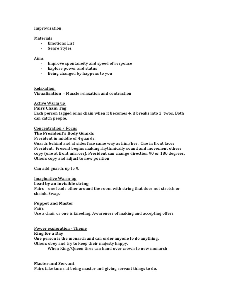 Lesson Plan - Improv. STATUS | PDF