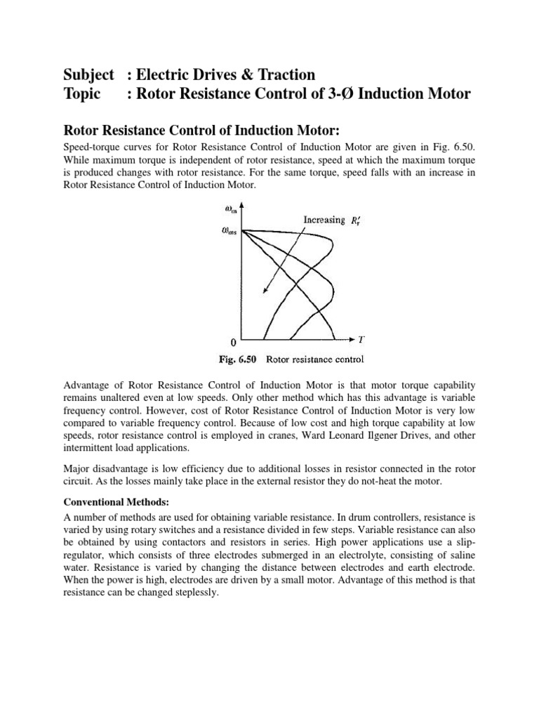 Subject: Electric Drives & Traction Topic: Rotor Resistance Control of ...