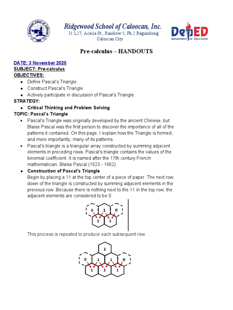 Handouts - Pre-Calculus WEEK 10 | PDF | Triangle | Mathematical Objects
