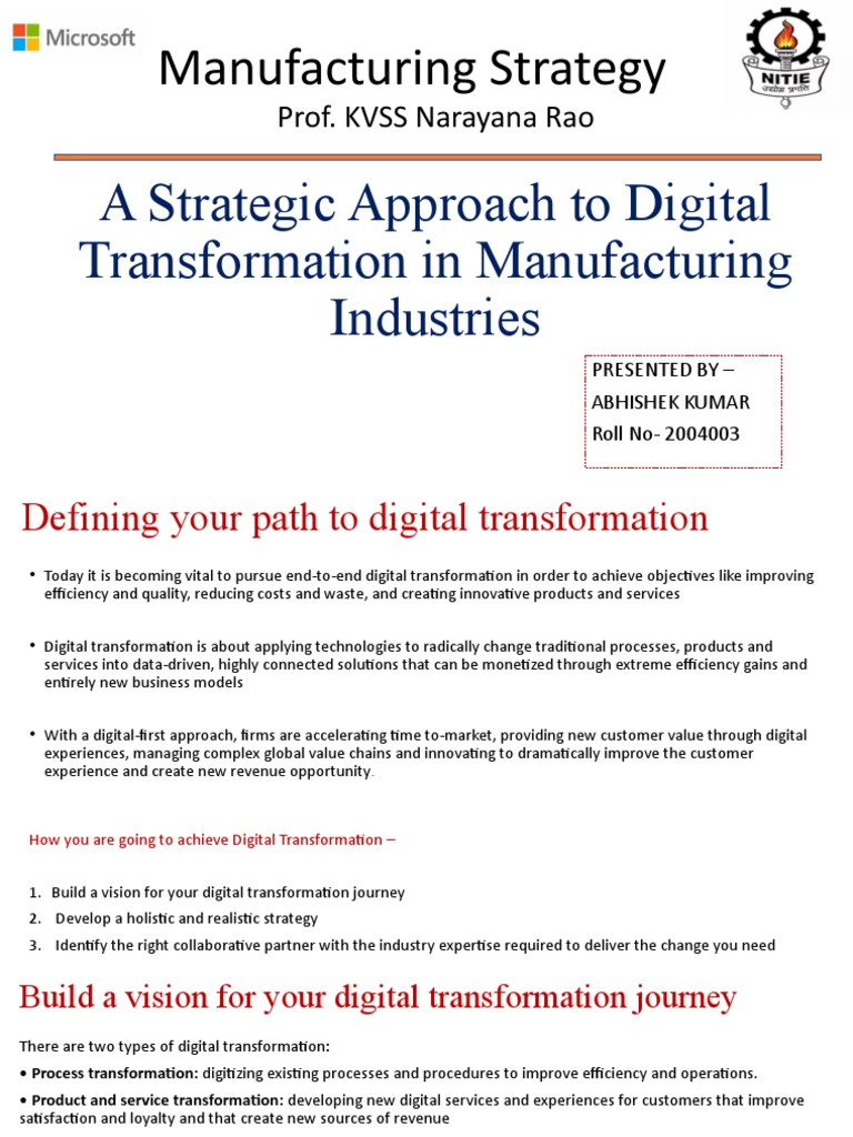 Digital Transformation in Manufacturing | PDF | Business Process | Business