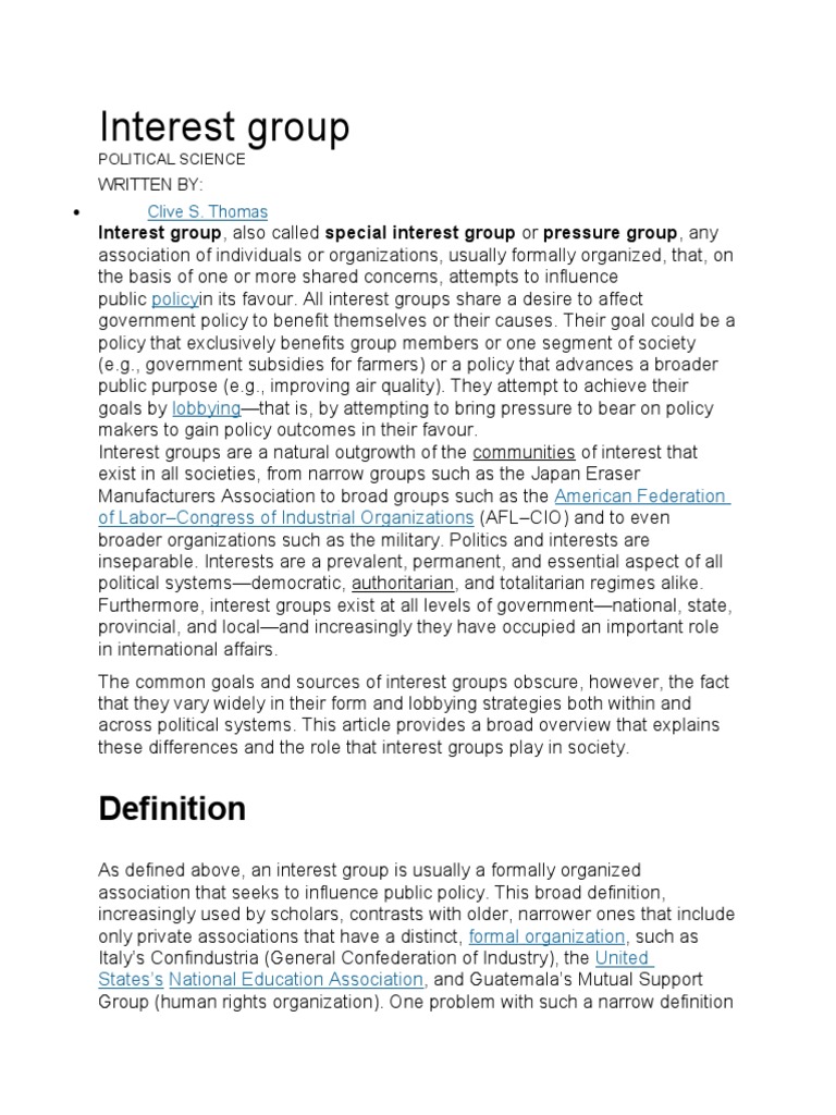 Interest Group: Interest Group, Also Called Special Interest Group or ...