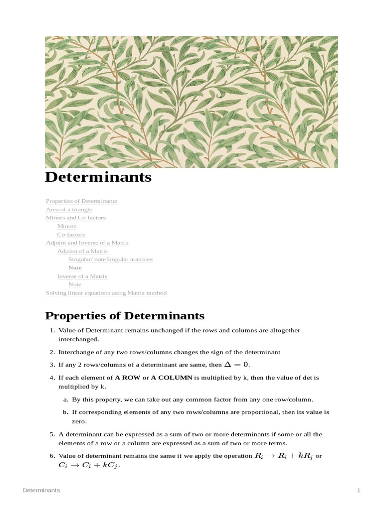 Properties of Determinants | PDF | Determinant | Matrix (Mathematics)
