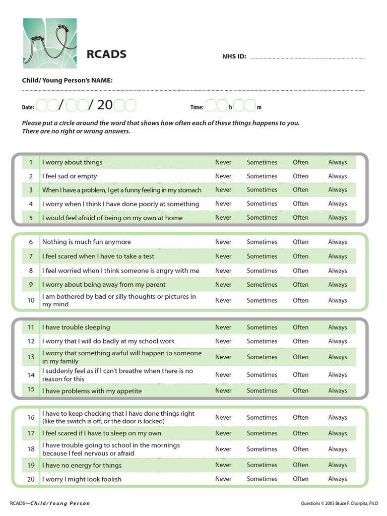 Rcads: Nhs Id: Child/ Young Person's NAME | PDF | Feeling