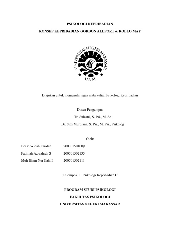 Kelompok 11 - Konsep Kepribadian Gordon Allport Dan Rollo May | PDF ...