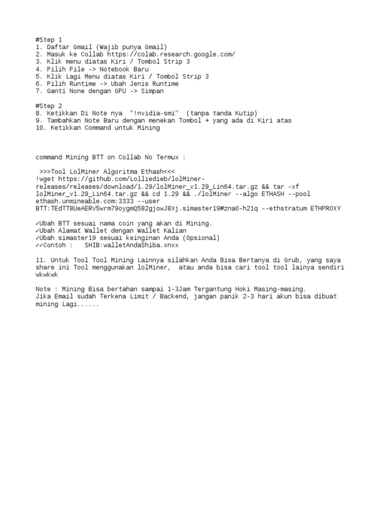 Mining Colab Tanpa Termux Pdf