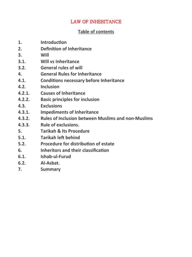 Law of Inheritance | PDF | Inheritance | Will And Testament