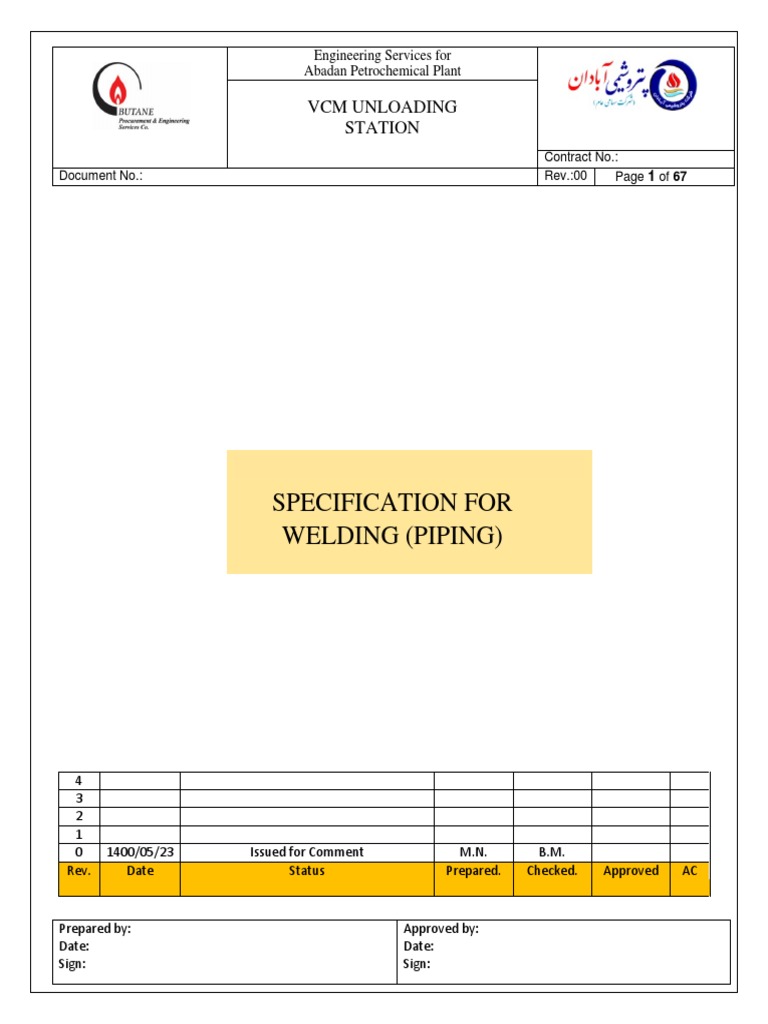 Specification For Welding | PDF | Construction | Welding