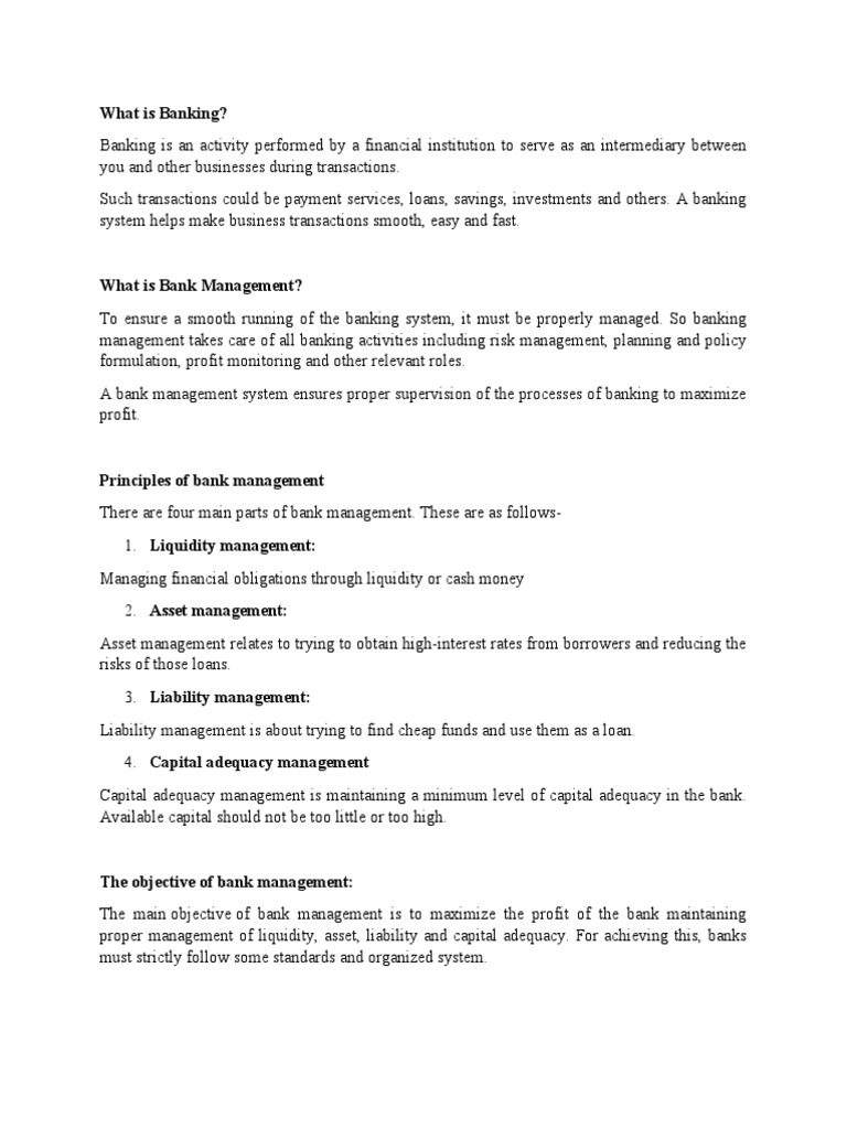 Bank Management | PDF | Banks | Market Liquidity