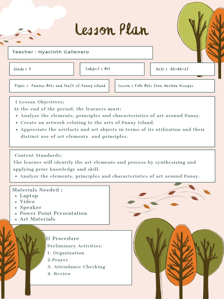 Lesson Plan: Teacher: Hyacinth Gallenero | PDF | Lesson Plan ...
