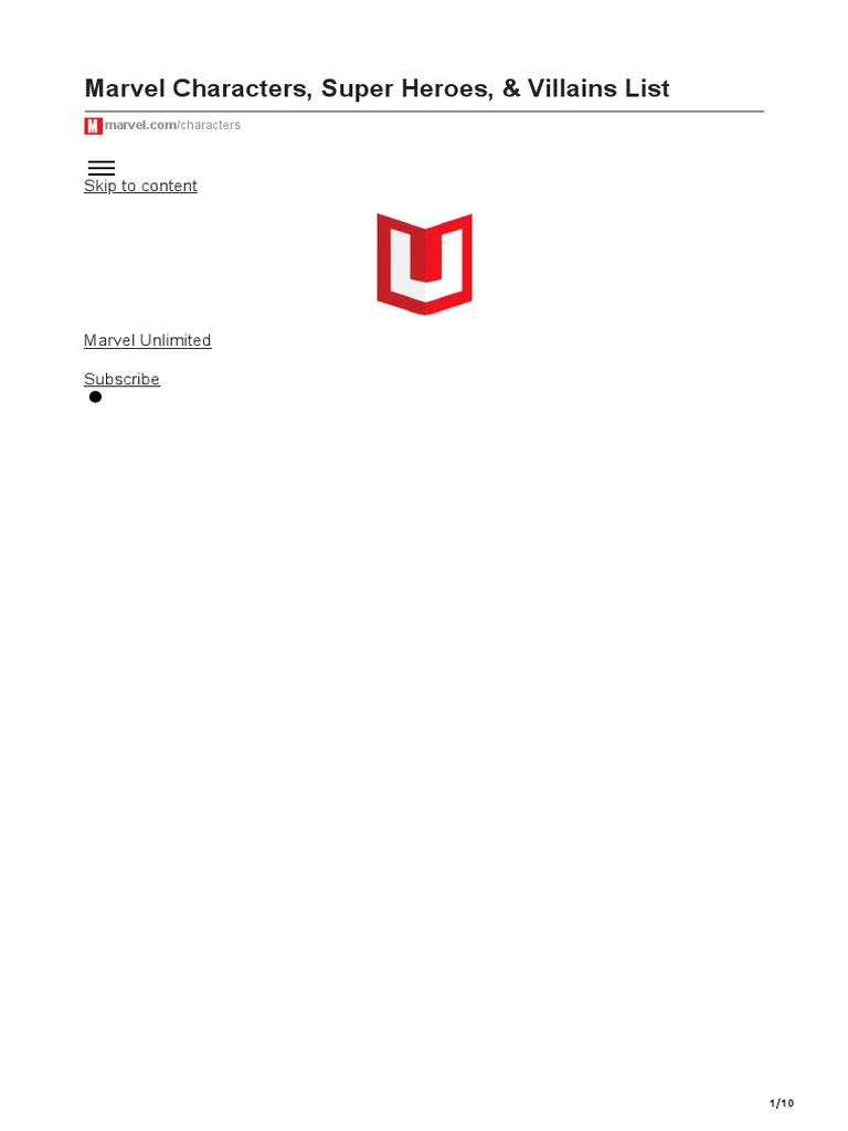 Marvel Characters Super Heroes Villains List | PDF | Marvel Comics ...