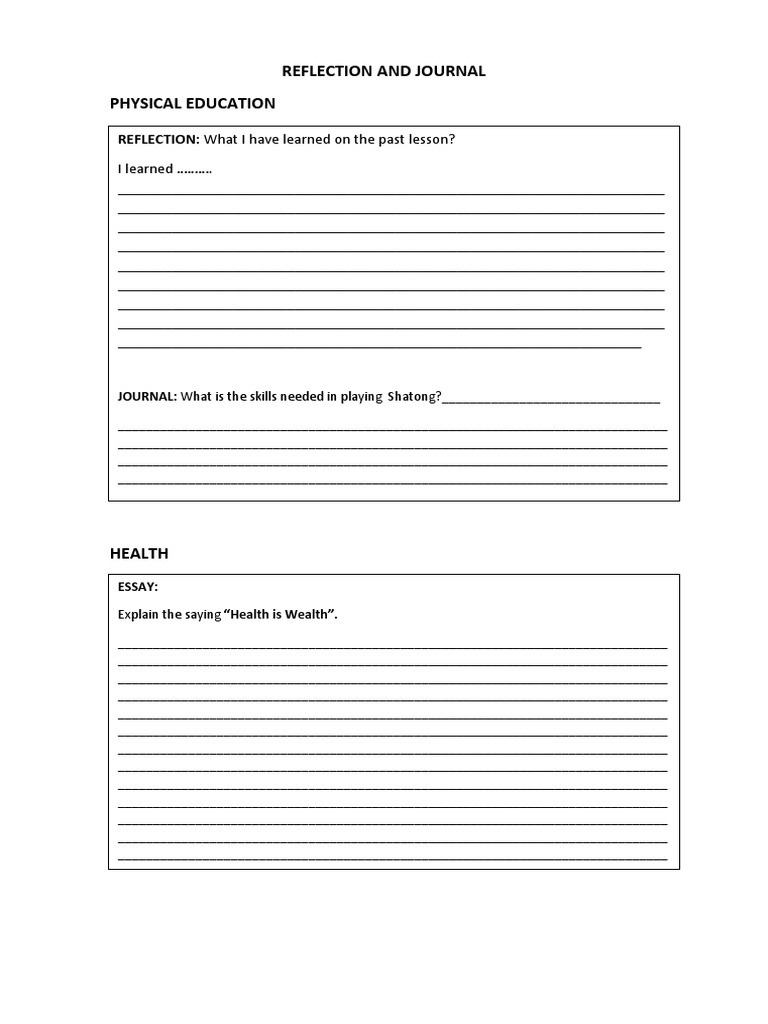 REFLECTION AND JOURNAL-mapeh | PDF