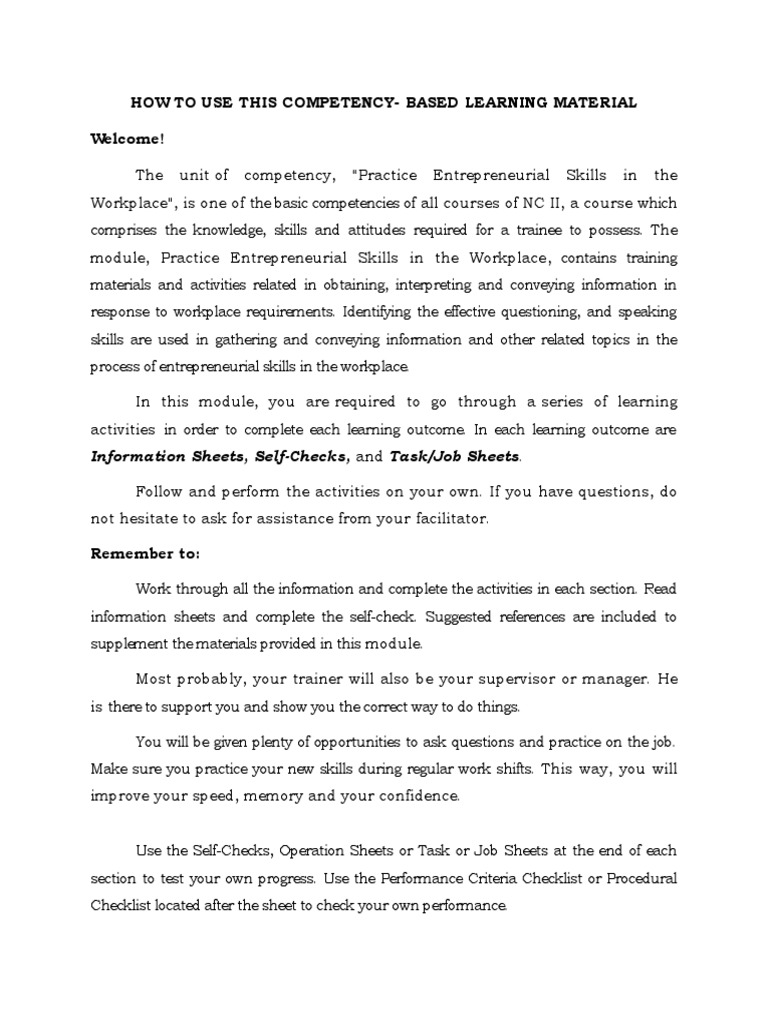 How to Use Competency-Based Learning Materials for Entrepreneurial ...