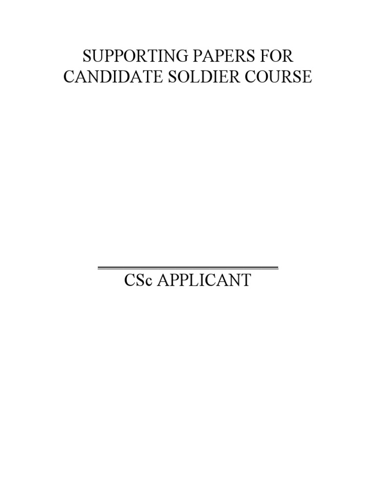 Supporting Papers For Candidate Soldier Course | PDF