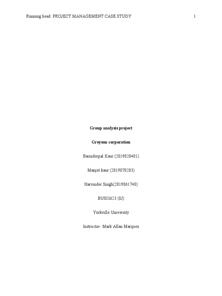 Greyson Corporation Project Analysis | PDF | Project Management ...