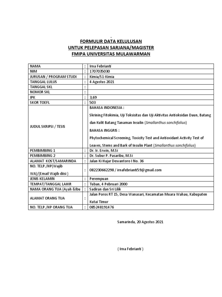 FORMULIR-DATA-KELULUSAN SKL | PDF