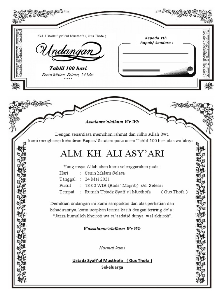 Undangan 40 Hari | PDF