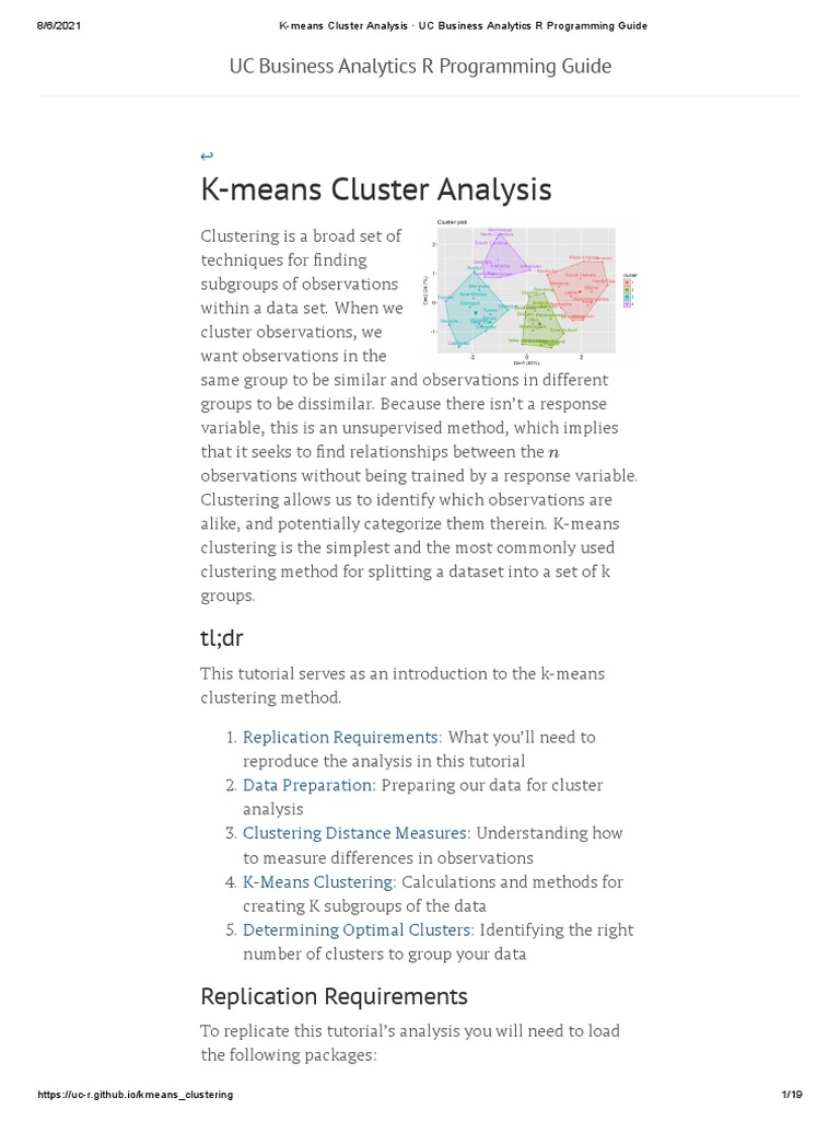 K-means Clustering Tutorial in R | PDF | Cluster Analysis | Correlation ...