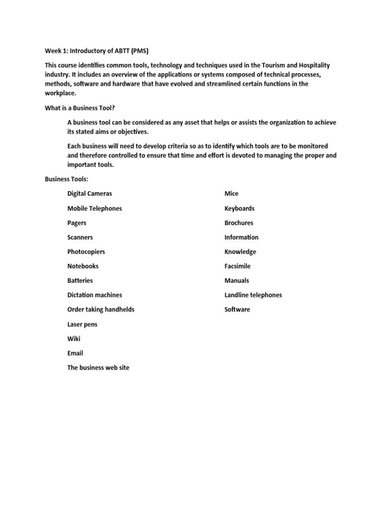 Tourism Tech Tools Overview | PDF | Computers