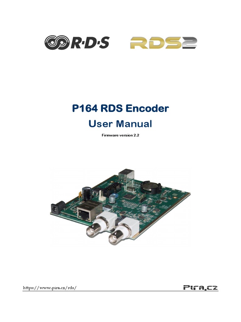 P164 RDS Encoder User Manual: Firmware Version 2.2 | PDF | Frequency Modulation | Usb