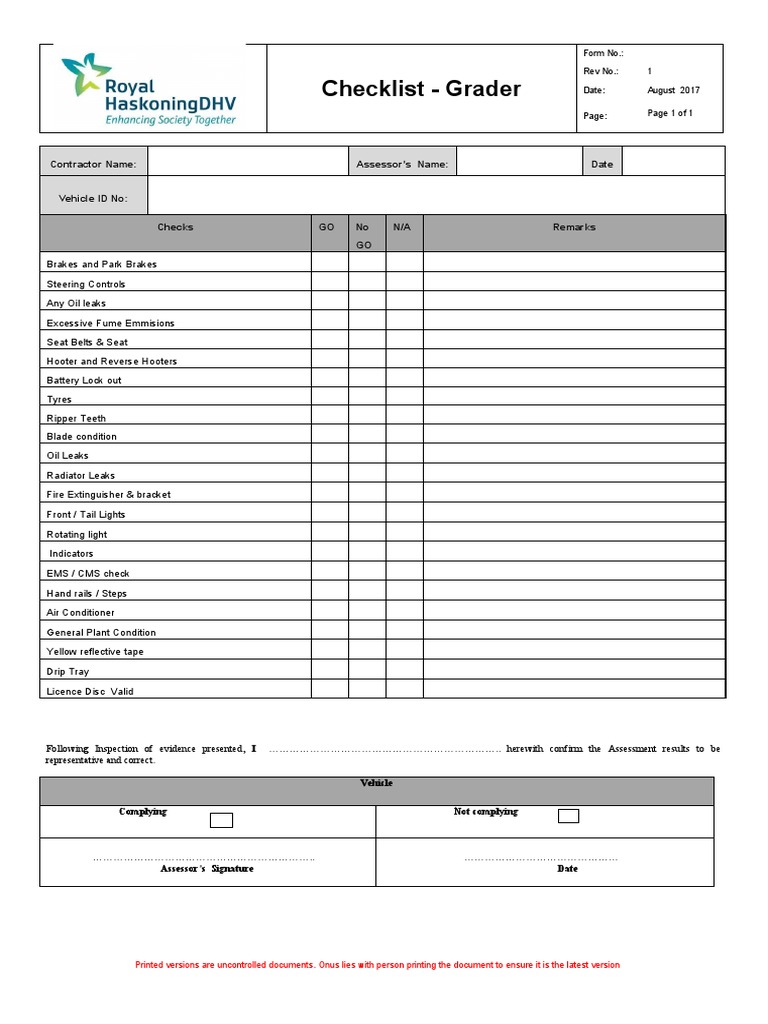 CM-510.1 Grader Checklist | PDF
