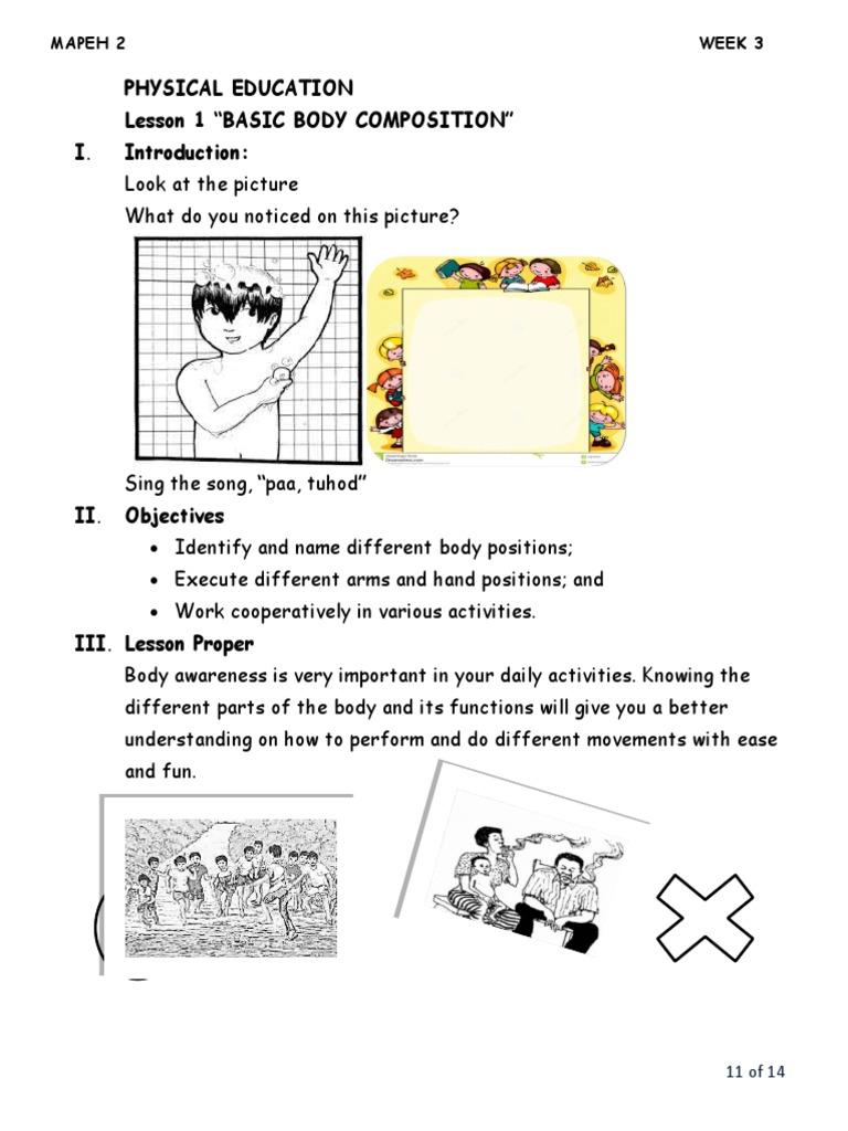 Physical Education Lesson 1 "Basic Body Composition" I.: Mapeh 2 Week 3 ...