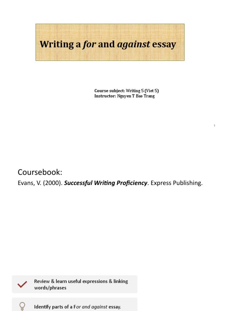 Writing A For and Against Essay - (Part1) | PDF | Essays | Word