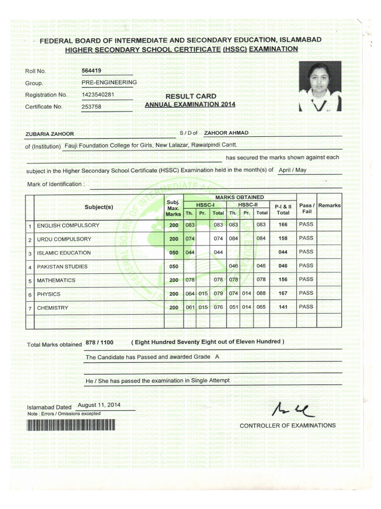 HSSC Certificate | PDF