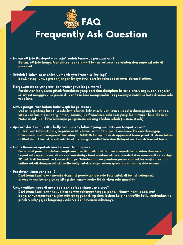 FAQ Franchise Truffle Belly | PDF | Karier & Perkembangan | Bisnis