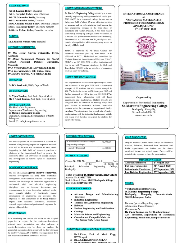 Brouchure International Conference | PDF | Engineering | Science