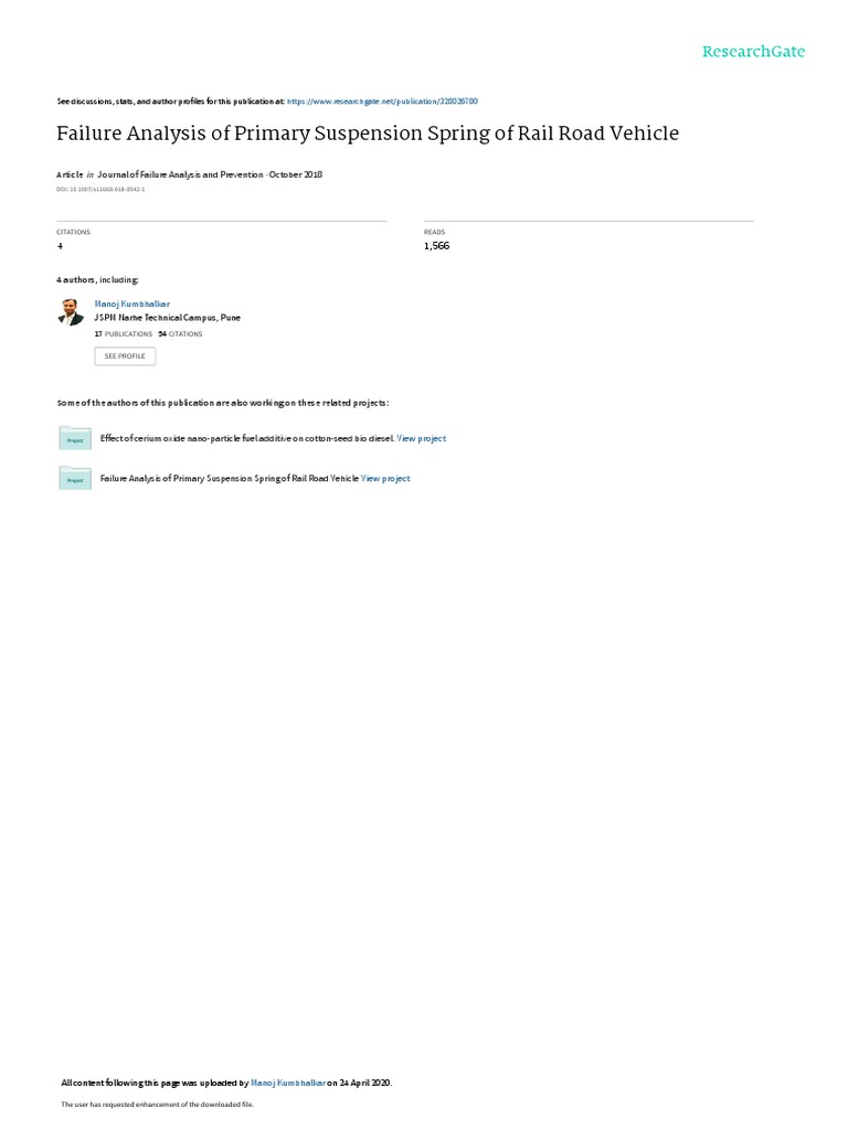 Failure Analysisof Primary Suspension Springof Rail Road Vehicle | PDF ...
