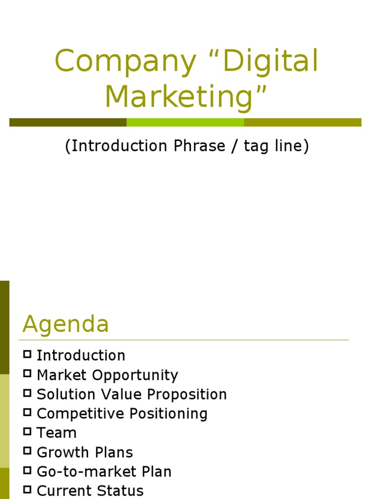 Company "Digital Marketing": (Introduction Phrase / Tag Line ...