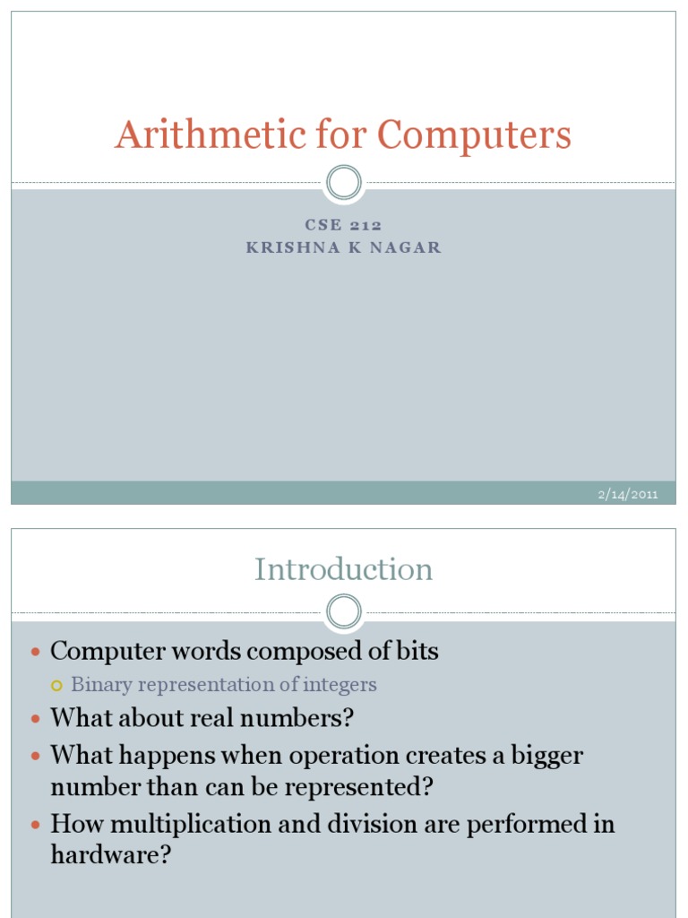 Computer Arithmetic Basics and Operations | PDF | Division (Mathematics ...