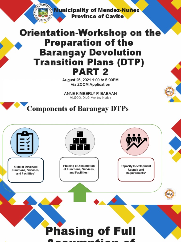 Preparing a Barangay Devolution Transition Plan: A Guide for Barangay ...