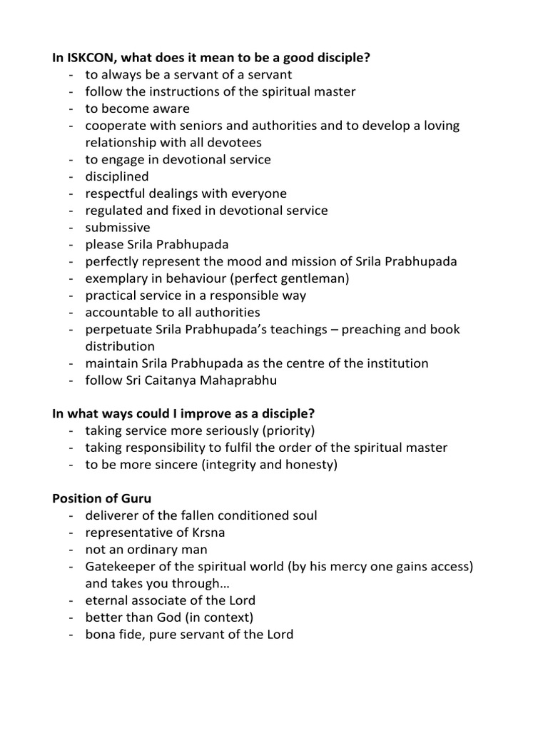 In ISKCON, What Does It Mean To Be A Good Disciple? | PDF | Religious ...