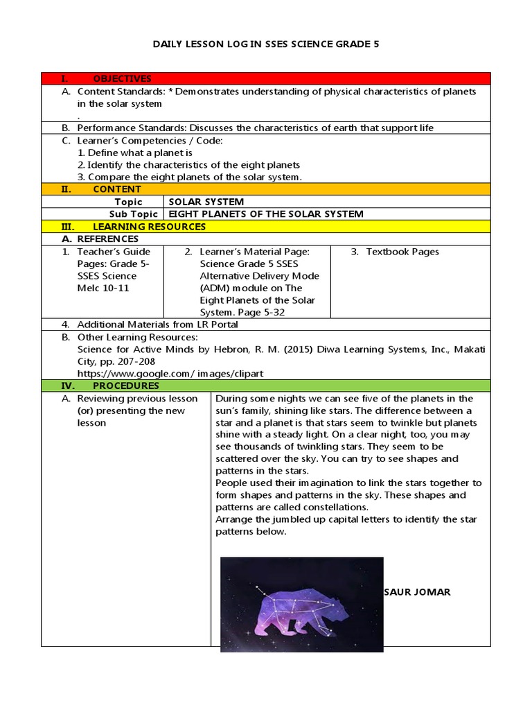 DLP IN SSES SCIENCE GRADE 5 CO2 (AutoRecovered) | PDF | Planets | Solar ...